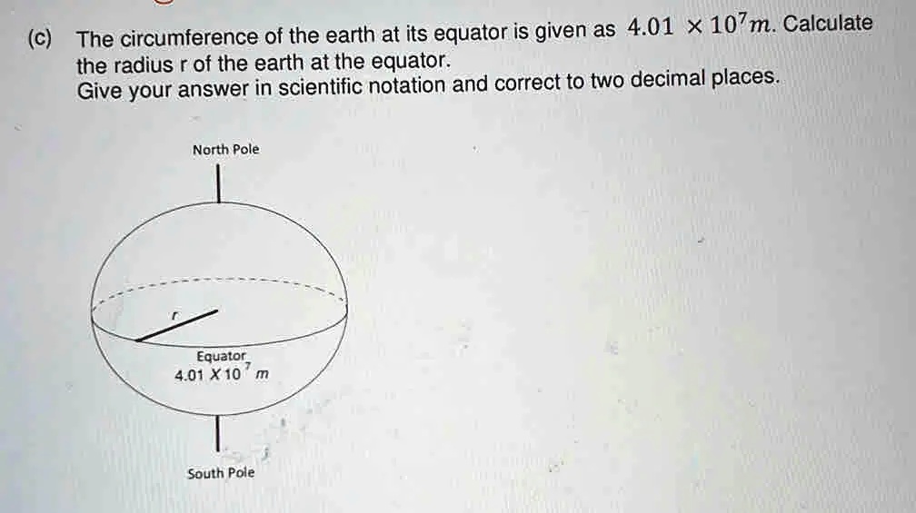 SOLVED: The circumference of the earth at its equator is given as 4.01 ...