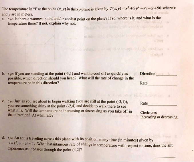 SOLVED: The temperature in Â°F at the point (x, y) in the xy-plane is ...