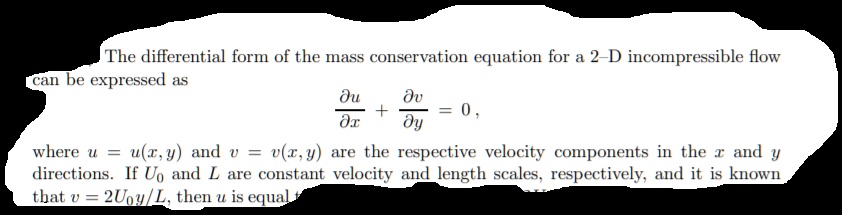 The differential form of the mass conservation equation for a 2-D ...