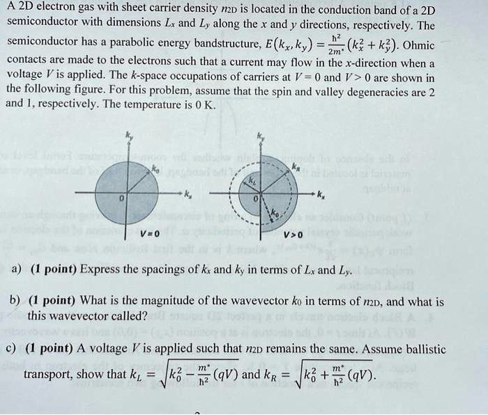 SOLVED: A 2D electron gas with sheet carrier density mn is located in the conduction band of a ...