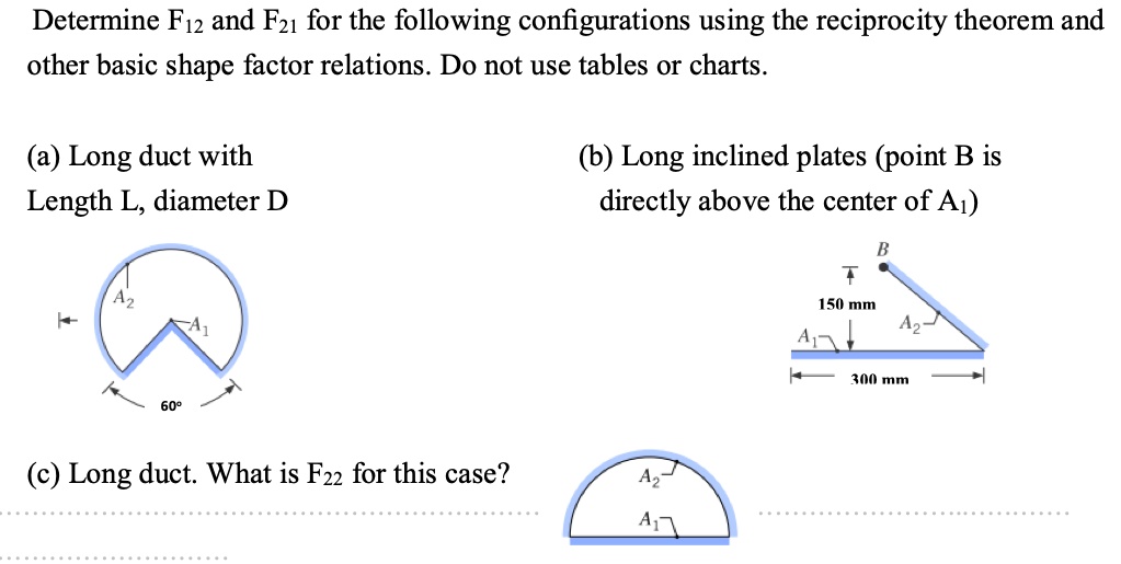 determine f12 and f21 for the following configurations using the ...