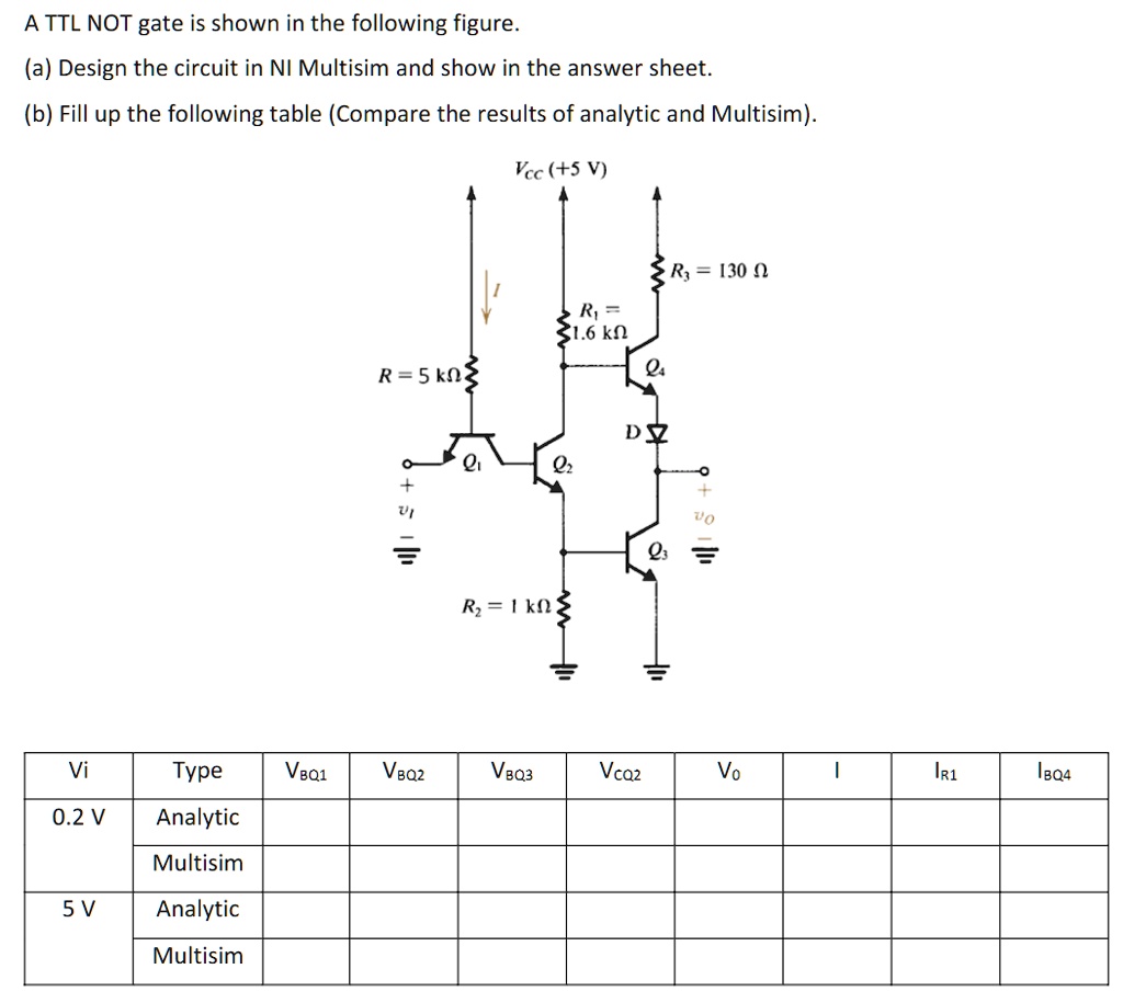 A TTL NOT gate is shown in the following figure. (a) Design the circuit ...