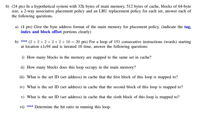 6 24 pts in a hypothetical system with 32k bytes of main memory 512 ...