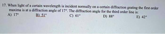 SOLVED: When light of a certain wavelength is incident normally on a ...