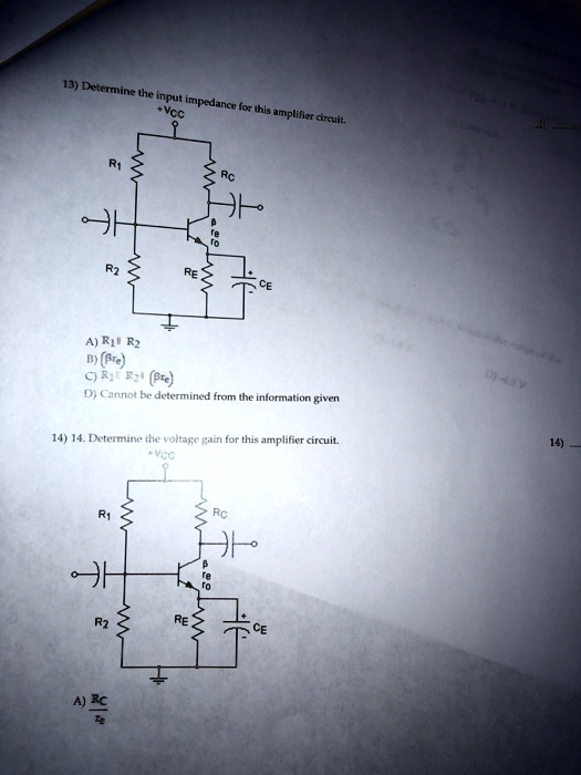 SOLVED: 13. Determine the input impedance for this amplifier circuit ...
