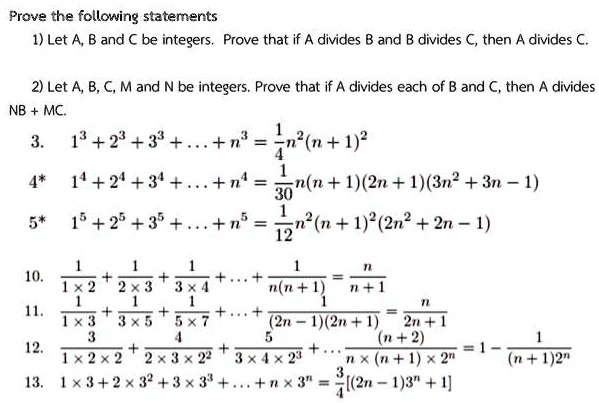 Prove the following statements 1) Let A, B and C be integers. Prove ...