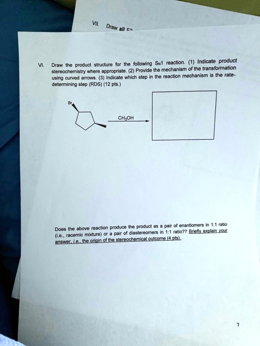 SOLVED: Draw a reaction structure for the following Sw1 reaction: (1) Indicate the product. Draw ...