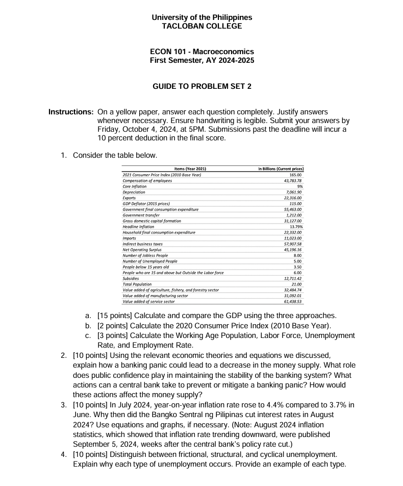 University of the Philippines TACLOBAN COLLEGE ECON 101 ...