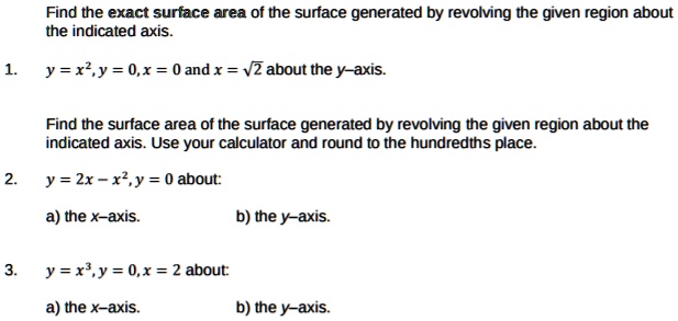 Solved Find The Exact Surface Area Of The Surface Generated By