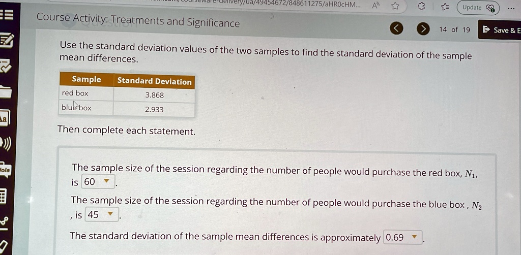 course activity treatments and significance use the standard deviation ...