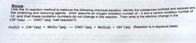Solved Bonus Use The Reaction Method Jalance Following Chemical