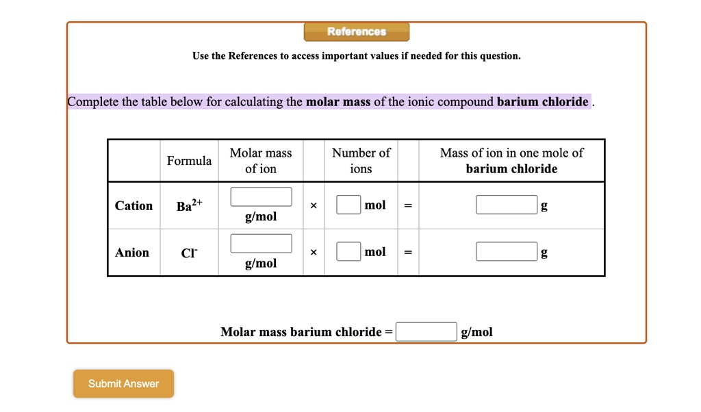 SOLVED: Reterences Use the References to access important values if needed for this question ...