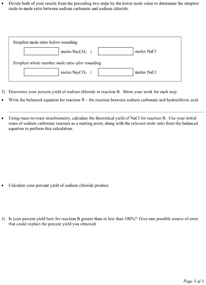 [GET ANSWER] divide both of your results from the preceding two steps by the lower mole value to ...