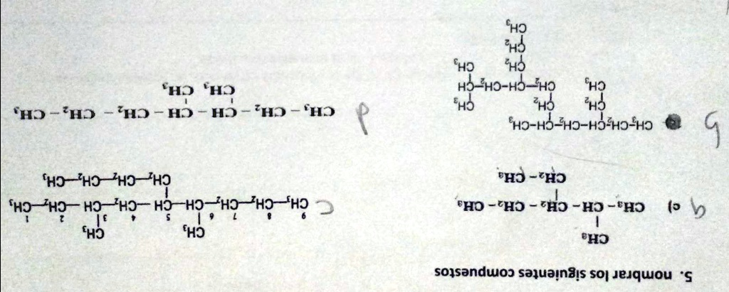 SOLVED: 5. nombrar los siguientes compuestos CH. 1 CH3-CH-CH2 - CH2-CH ... SOLVED: 5. nombrar los siguientes compuestos CH. 1 CH3-CH-CH2 - CH2-CH ...