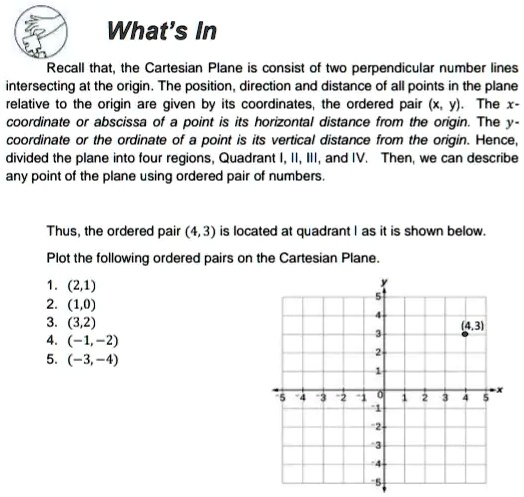 SOLVED: What's In Recall that; Ihe Cartesian Plane consist of two ...