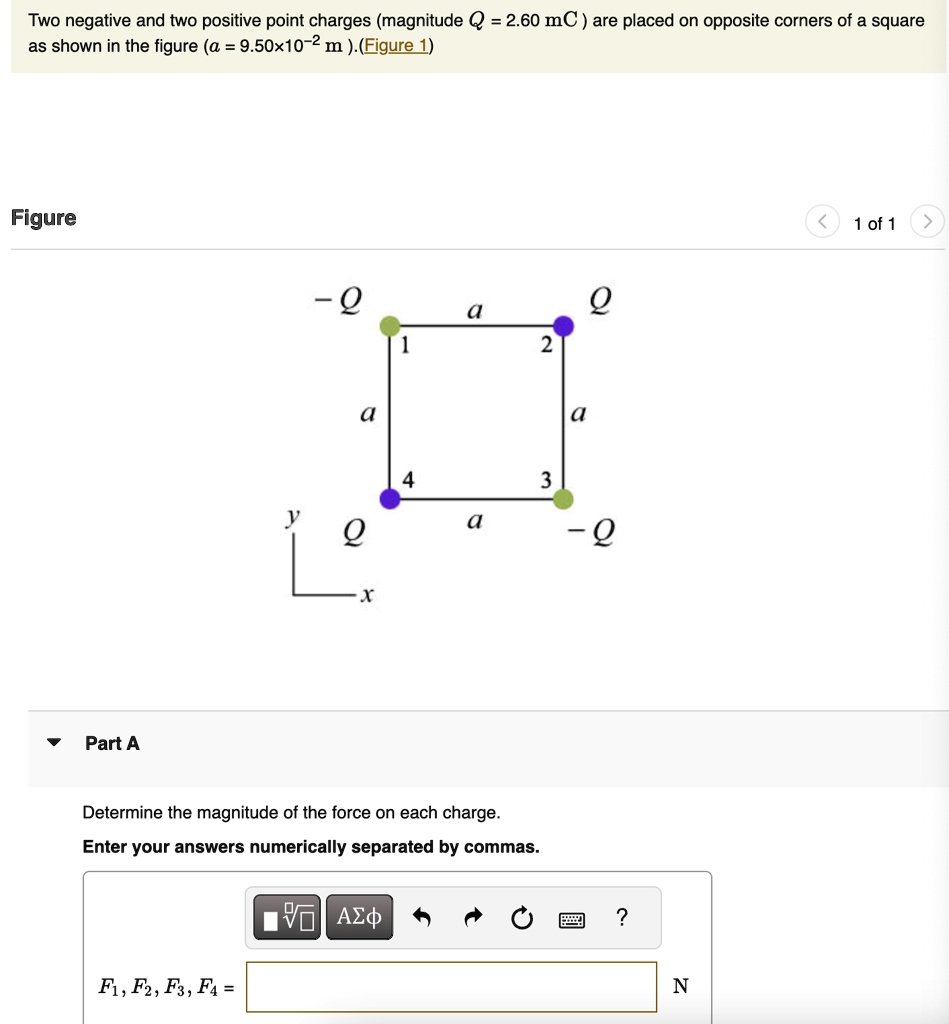 [GET ANSWER] two negative and two positive point charges magnitude q 260 mc are placed on ...