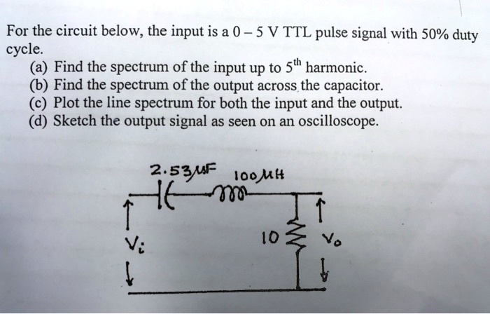 SOLVED: For the circuit below, the input is a 0-5 V TTL pulse signal ...