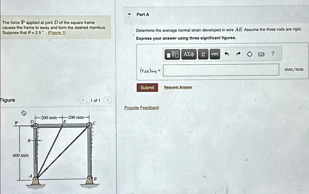 Part Aforce P applied at joint D of the square frame causes the frame ...