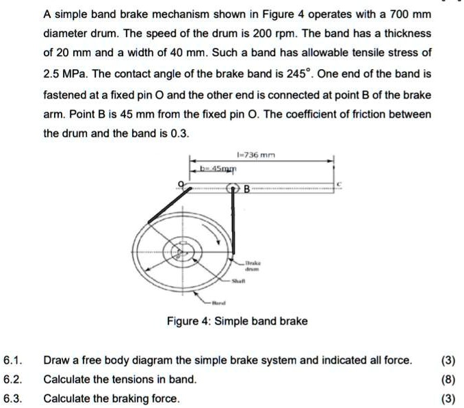 SOLVED: A simple band brake mechanism shown in Figure 4 operates with a ...