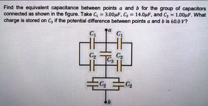 SOLVED: Find the equivalent capacitance between points and b for the group of capacitors ...