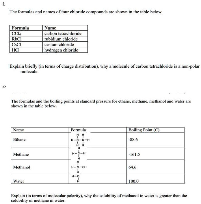 SOLVED: The formulas and names of four chloride compounds are shown in ...