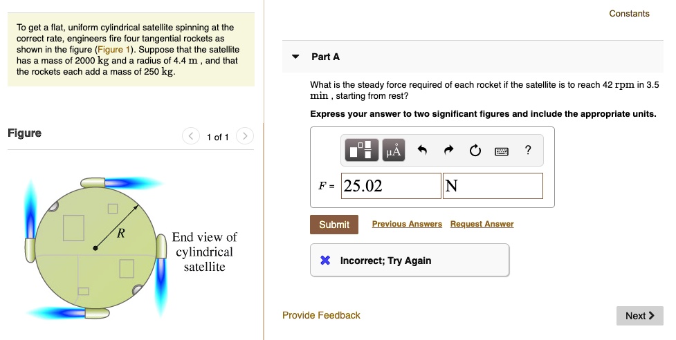 SOLVED: Constants To get flat; uniform cylindrical satellite spinning ...