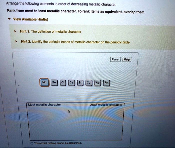 arrange the following elements in order of decreasing metallic ...