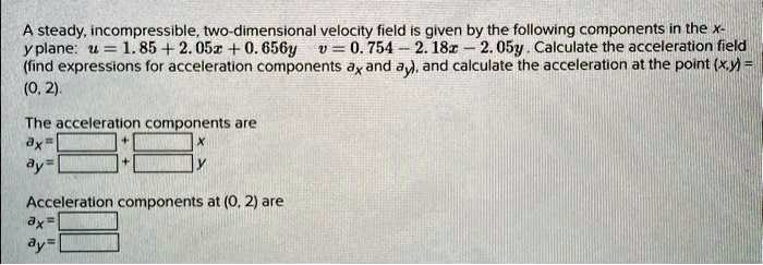 SOLVED: Texts: A steady, incompressible, two-dimensional velocity field is given by the ...