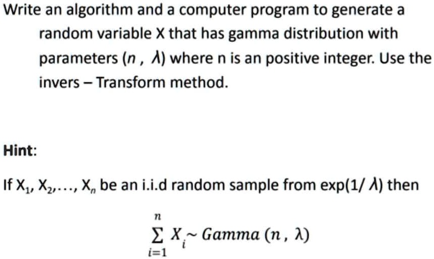 SOLVED: Write an algorithm and a computer program to generate a random ...