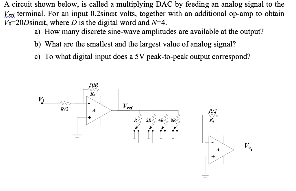 SOLVED: A circuit shown below is called a multiplying DAC by feeding an ... SOLVED: A circuit shown below is called a multiplying DAC by feeding an ...
