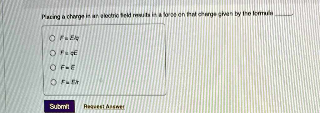 Placing a charge in an electric field results in a force on that charge ...
