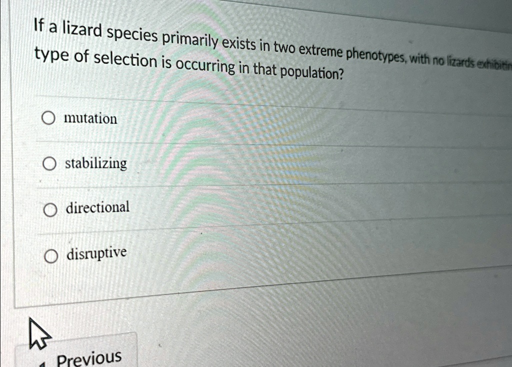 if a lizard species primarily exists in two extreme phenotypes with no ...