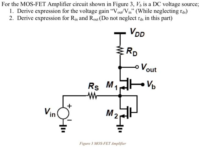 SOLVED: For the MOS-FET Amplifier circuit shown in Figure 3, V is a DC ...