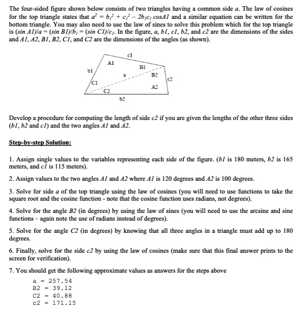 the four sided figure shown below consists of two triangles having ...