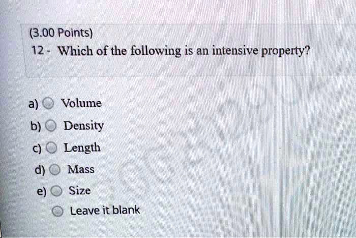 SOLVED: (3.00 Points) 12 Which of the following is an intensive ...