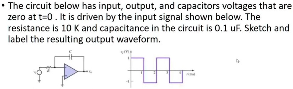 SOLVED: The circuit below has input,output,and capacitors voltages that are zero at t=0.It is ...