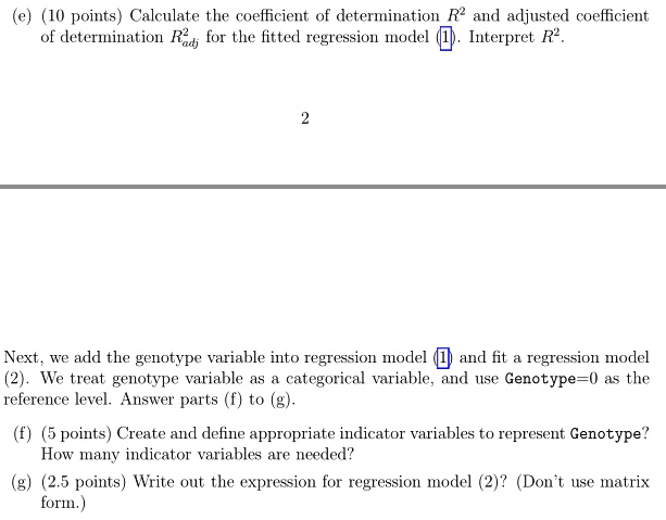 SOLVED: (10 points) Calculate the coefficient of determination R* and ...