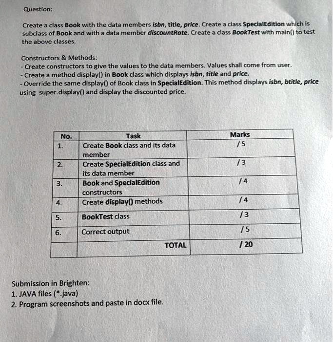 Question Create A Class Book With The Data Members Isbn Title Price Create A Class Special