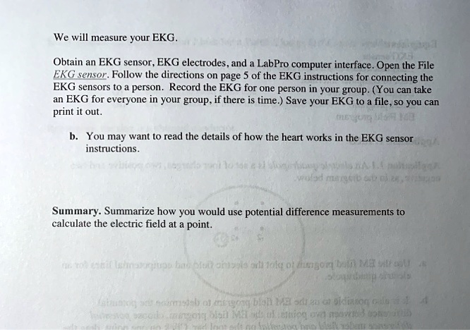 SOLVED: We will measure your EKG Obtain an EKG sensor, EKG electrodes ...