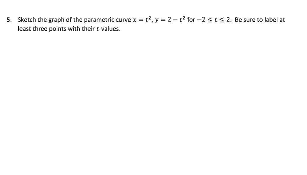 SOLVED: 5. Sketch the graph of the parametric curve x = t2,y = 2 - t2 for-2