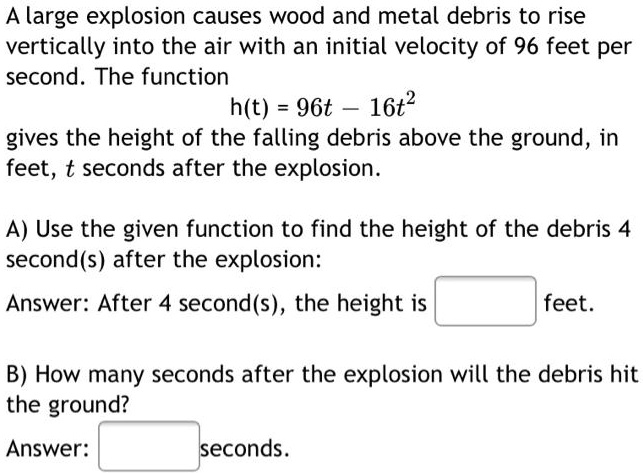 large explosion causes wood and metal debris to rise vertically into ...