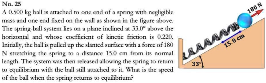 No. 25 A 0.500 kg ball is attached to one end of a spring with ...
