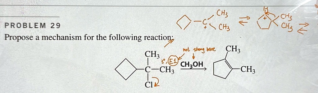 SOLVED: PROBLEM 29 Propose a mechanism for the following reaction: CH3 CH3 + strong base → 3CH ...