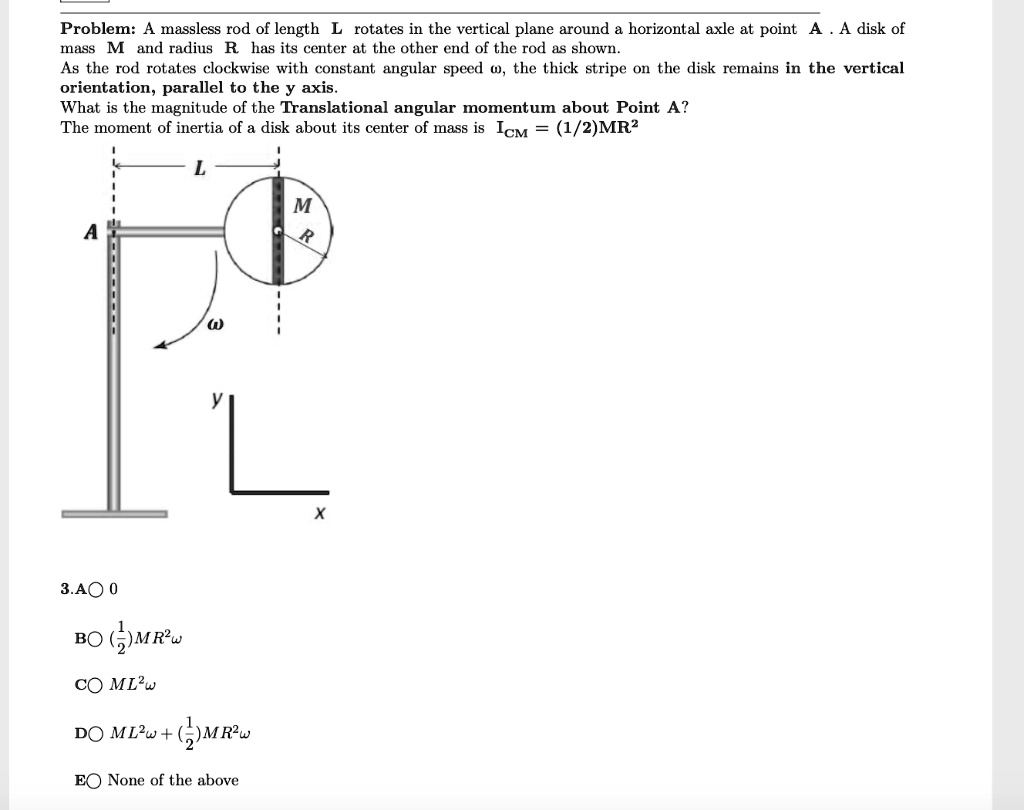 SOLVED: Problem: A massless rod of length rotates in the vertical plane ...
