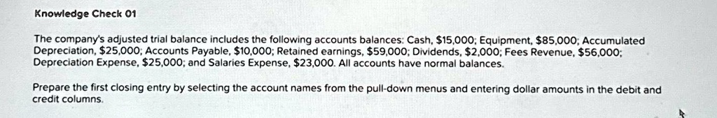 SOLVED: Texts: Knowledge Check 01 The company's adjusted trial balance ...