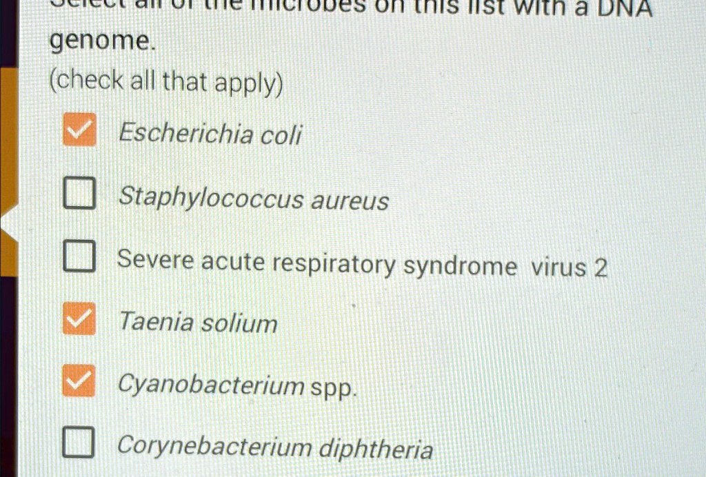 [GET ANSWER] genome check all that apply escherichia coli ...