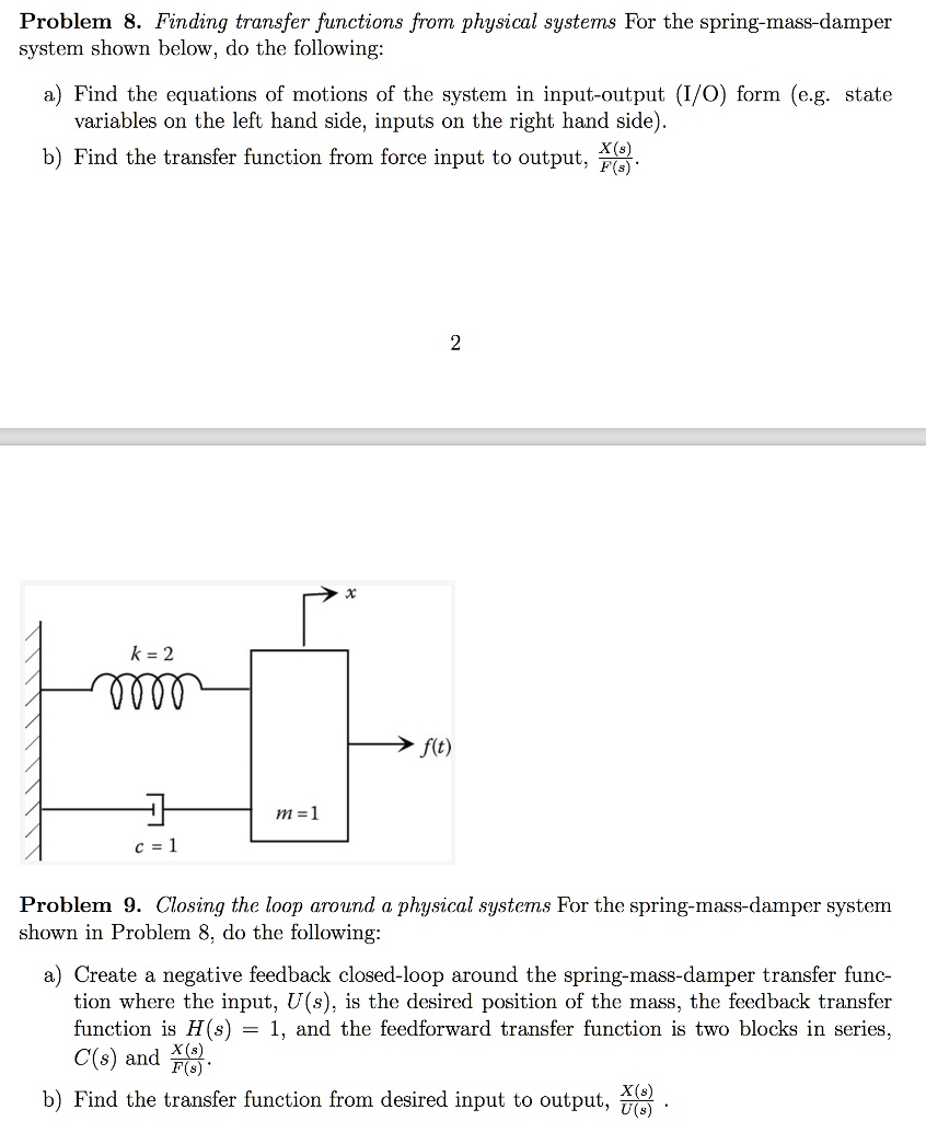 Problem 8. Finding transfer functions from physical systems For the ...