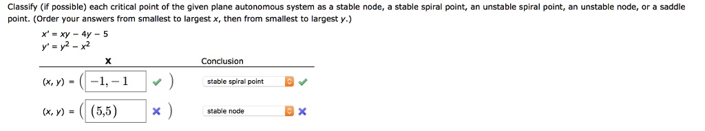 Classify (if possible) each critical point of the given plane ...