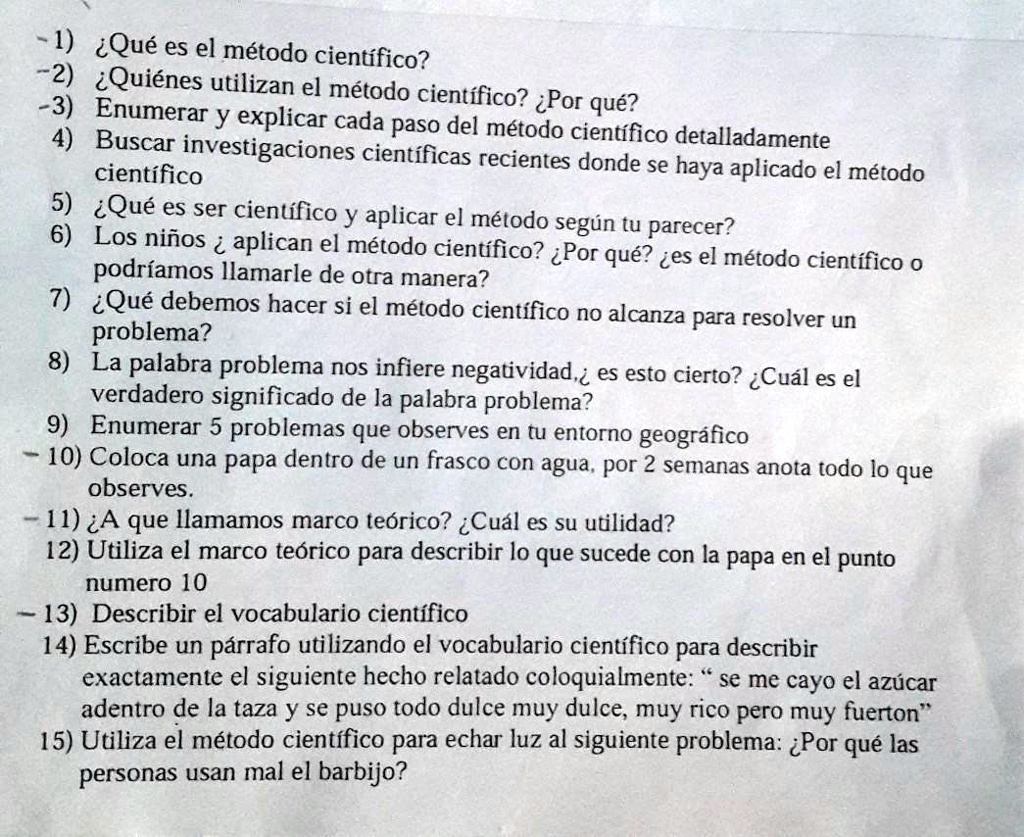 me ayudan en el punto 5 plis gracias 1 que es el metodo cientifico 2 ...