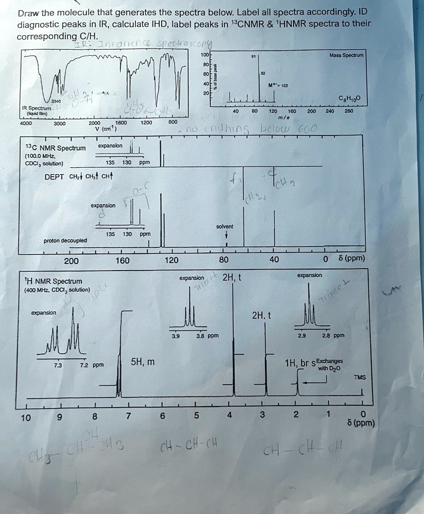 SOLVED: Texts: Draw the molecule that generates the spectra below ...